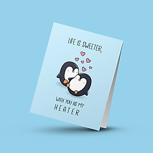 ALY LOU Funny Anniversary Card Birthday Card for Her Him / Husband Boyfriend / Girlfriend Wife / Sarcastic Greeting Card (Life Is Sweeter With You As My Heater)