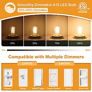 winshine E26 LED Edison Bulbs Dimmable, 3000K Soft White, G16.5 Small Light Bulb 40W Equivalent, 4W Decorative Globe Light Bulbs for Bathroom Vanity, Chandelier, Clear Glass, 120V, 400LM, 6 Pack