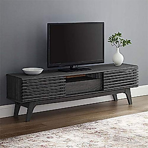 Levan Home Mid-Century Modern Low Profile 59 Inch TV Stand in Charcoal