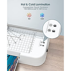 Laminator 7 in 1 Thermal Laminator 9-Inch Laminator Machine Laminating Machine with Laminating Pouches 20 Personal Laminator Desktop Lamination Corner Rounder for Office School Business (White)