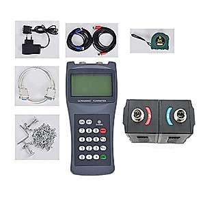 Ultrasonic Flow Meter TDS-100H Portable Handheld Ultrasonic Liquid Flow Meter with Clamp On Sensor M2(DN50-700mm 0~160℃) Water Flowmeter Sensor Transducer Accessories(Color:Host and Tl-1-ht)