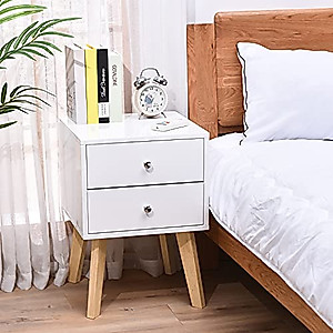 TaoHFE White nightstand mid Century Modern nightstand White Night Stands for bedrooms Wood nightstand White nightstand with Drawers Aesthetic nightstand White Side Table Bedside Table with Drawers