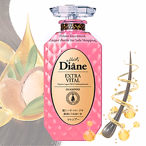 Moist Diane Perfect Beauty Extra Vital Shampoo, Sulfate-Free, with Organic Argan Oil & Vitalizing Keratin from Japan, Rejuvenate Silky Smooth Hair Hair Care, for Men and Women, 15.2 fl oz/450 ml