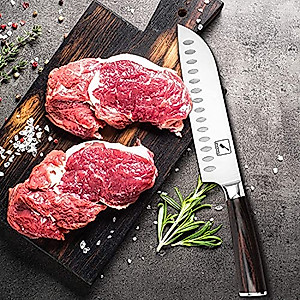 imarku Chef Knife 7 Inch Kitchen Knife Ultra Sharp Santoku Knife - 7Cr17Mov Japanese Chefs Knife - Ergonomic Pakkawood Handle, Best Knives Choice & Kitchen Gadgets 2023, Gifts for Women and Men