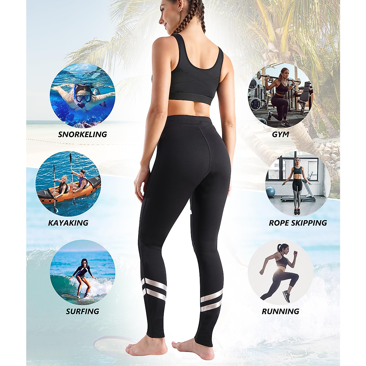 CtriLady Women's Wetsuit Long Pants,1.5mm Neoprene Pants Wetsuit Legging Keep Warm for Swimming Surfing Diving Kayaking（M,Black