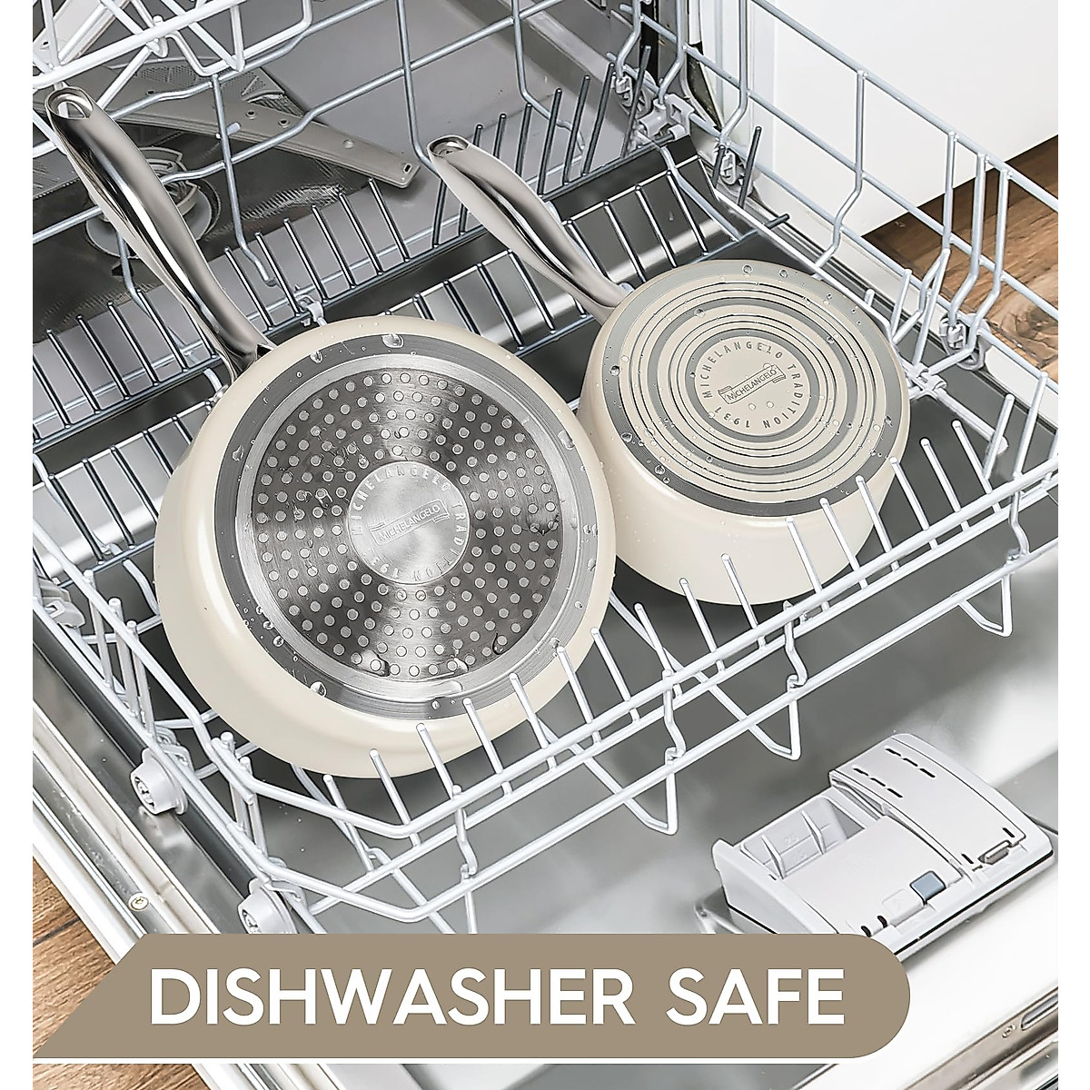 MICHELANGELO Sauce Pan Sets - Ceramic Sauce Pan with Lid, Nonstick Saucepan Set, 1Qt & 2Qt & 3 Qt Small Pots for Cooking, Non-Toxic Sauce Pot, White