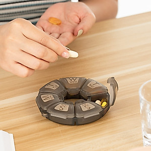 Pillnut7 (Navy Blue), 7 Day Pill Organizer, Unbreakable BPA Free Rubberized, Weekly Pill Dispenser for Daily Medicine, Vitamins & Supplements, Travel Friendly Pill Box