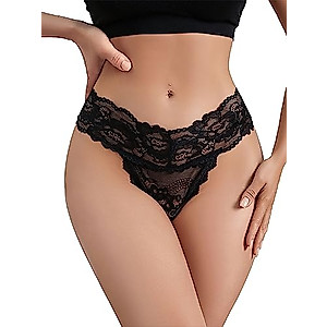 Banamic Thongs for Women Seamless Underwear Lace Panties Thong