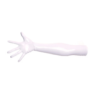 Ftshist Long Sexy Shiny Latex Elbow Length Gloves Patent Leather Long Arm Gloves for Women (White, 24'' M)