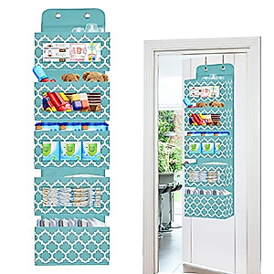 VERONLY 2 Pack Over The Door Hanging Organizer with 5 Large Pockets - Foldable Wall Mount Fabric Storage with Clear Window and 2 Metal Hooks for Pantry,Closet,Kitchen,Nursery,Bathroom,Dorm