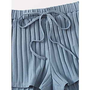 Verdusa Women's Notch Neck Cami Tank Top and Dolphin Shorts Lounge Pajama Set Blue XS