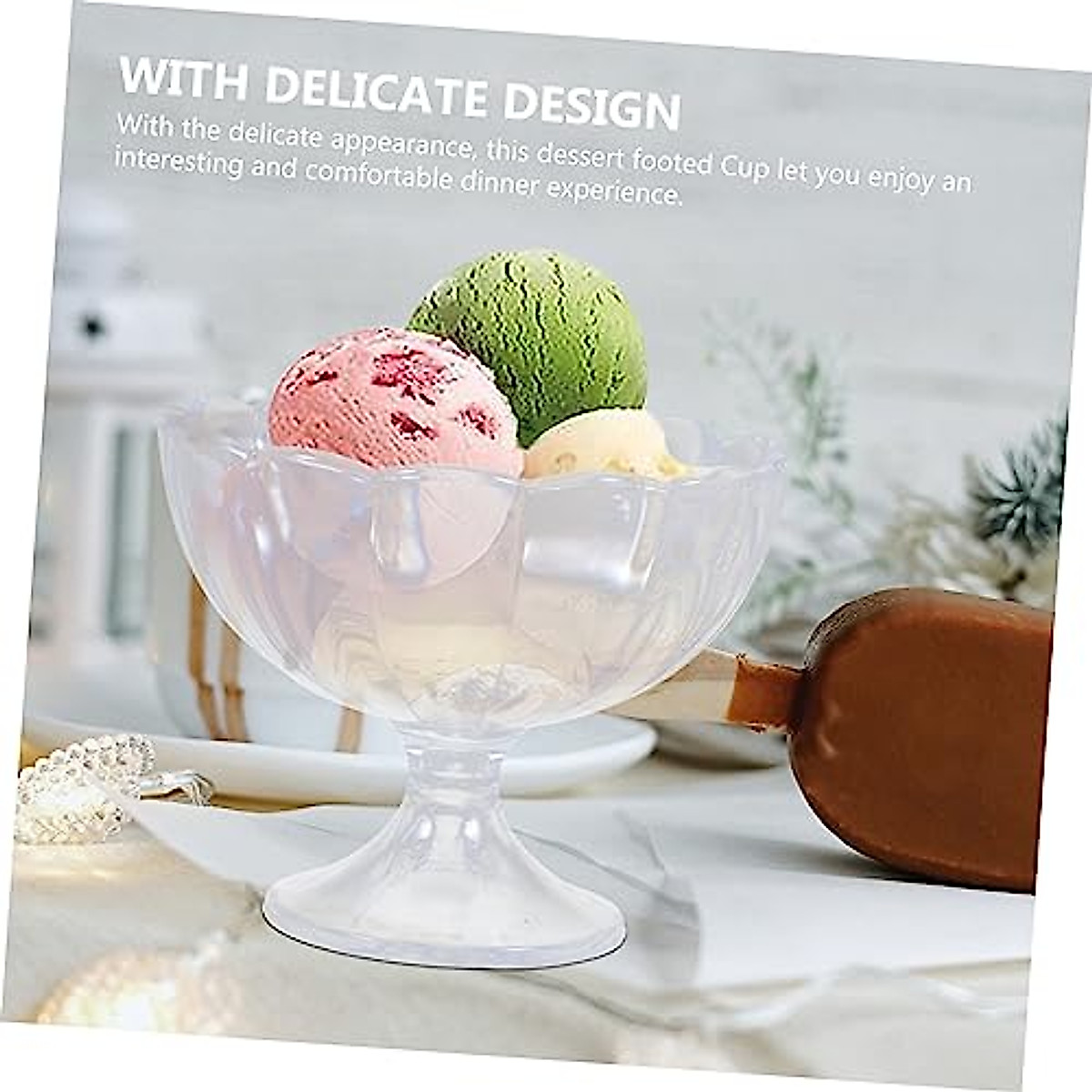 Mikinona 2pcs Dessert Goblet Mini Server Glass Dessert Bowls Clear Dessert Cups Taster Bowl Mini Trifle Dish Parfait Cup Ice Cream Bowls Clear Goblet Dessert Bowl Cups Snack Cup Transparent