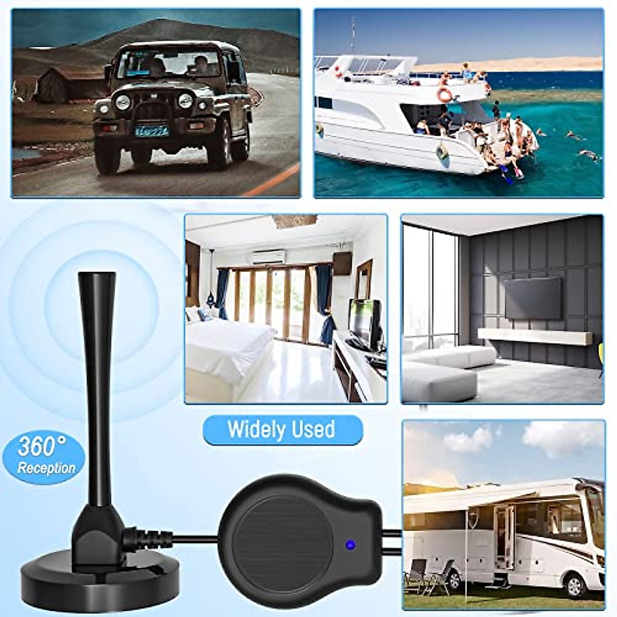 TV Antenna, Amplified Digital HD TV Antenna Indoor for Smart TV Support 4K 1080P Television and TV's Outdoor HDTV Amplifier Booster for Local Channels 150 Miles Long Range - Magnetic Base&Coax Cable