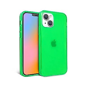 FELONY CASE - iPhone 13 Mini Neon Green Clear Protective Case, TPU and Polycarbonate Shock-Absorbing Bright Cover - Crack Proof with a Gloss Finish - Full iPhone Protection