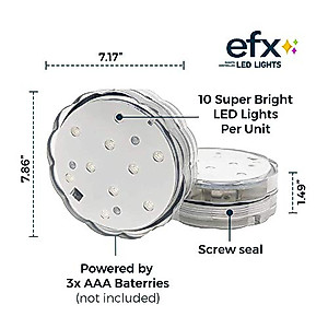 LUMN8 EFX by Boundery - Multicolor Accent Submersible, Waterproof LED Lights - Premium Indoor & Outdoor Battery Operated Lights - LED Puck Light for Events, Patio, Pool, Hot Tub, Shower - 12-Pack