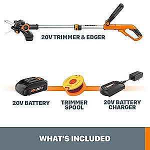 WORX WG162 20V Power Share 12" Cordless String Trimmer & Lawn Edger (Battery & Charger Included)