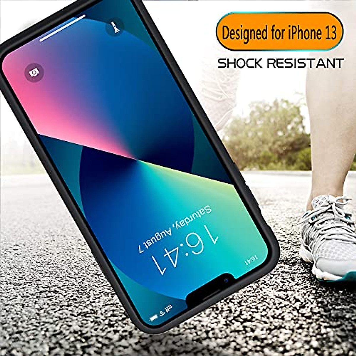 Battery Case for iPhone 13,7000mAh Ultra-Slim Portable Charger Case Rechargeable Battery Pack Charging Case Compatible with iPhone 13 (6.1 Inch)-Black