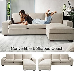 Harkawon 98.6“ Sectional Sofa Couches, Convertible L Shaped Couch for Living Room, Chaise with Storage, Chenille Removable Cover, Couches for Apartment,Dorm, Office