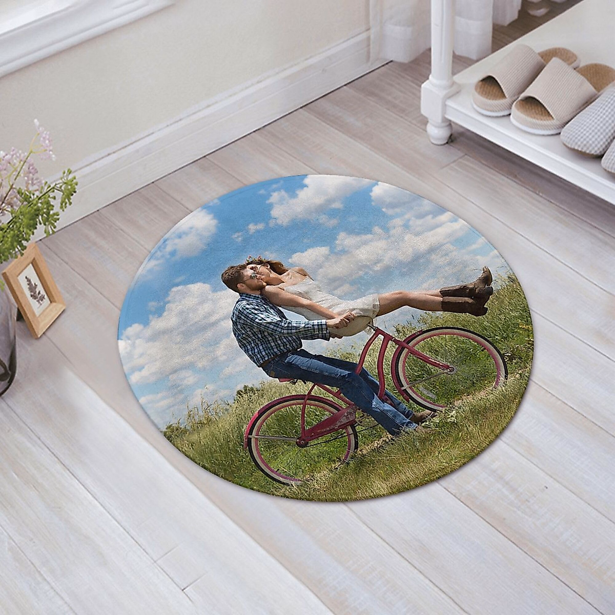 buxvhre Custom Round Floor Mat Personalized Bath Mat Add Your Photo Text Non-Slip Bath Rug Door Mat for Home Kitchen Bedroom Office Garden