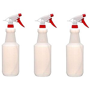 BTB Plastic Spray Bottle (3 Pack, 32 Oz, All-Purpose) Heavy Duty, HDPE Built Chemical Resistant, Leak Proof Design with Mist Stream and Off Trigger Setting - Ideal for Home, Garden, Work and More