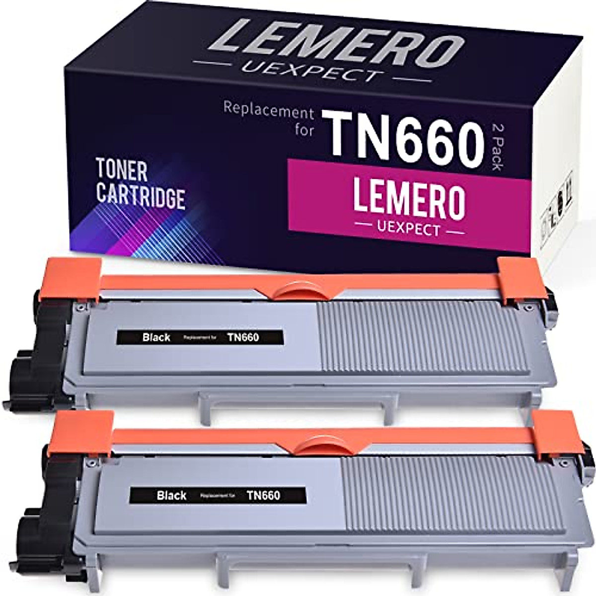 LemeroUexpect Remanufactured Toner Cartridge Replacement for Brother TN660 TN-660 TN630 for Brother MFC-L2700DW HL-L2380DW HL-L2300D HL-L2340DW MFC-L2740DW DCP-L2540DW HL-L2320D Printer (Black, 2Pack)