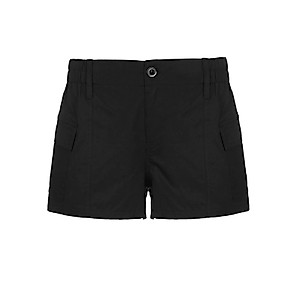 Women Y2k Cargo Shorts Casual Pockets Bottoms Shorts Sexy Slim Fit Mini Hot Pants Vintage Retro Streetwear(Girls Black,M)