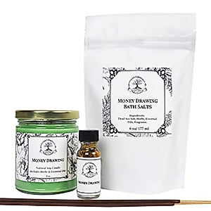 Money Drawing Spell Kit by Art of the Root | Handmade Candle, Bath Salts, Incense & Oil | Wiccan, Pagan & Magick | Cash, Prosperity, Success, Financial Security & Abundance Rituals