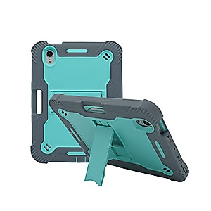 KIQ Guardian Series Rugged Case for IPad Mini 6 Case/iPad Mini Case 6th Generation 2021 8.3 Inch Cover - Teal - Grey