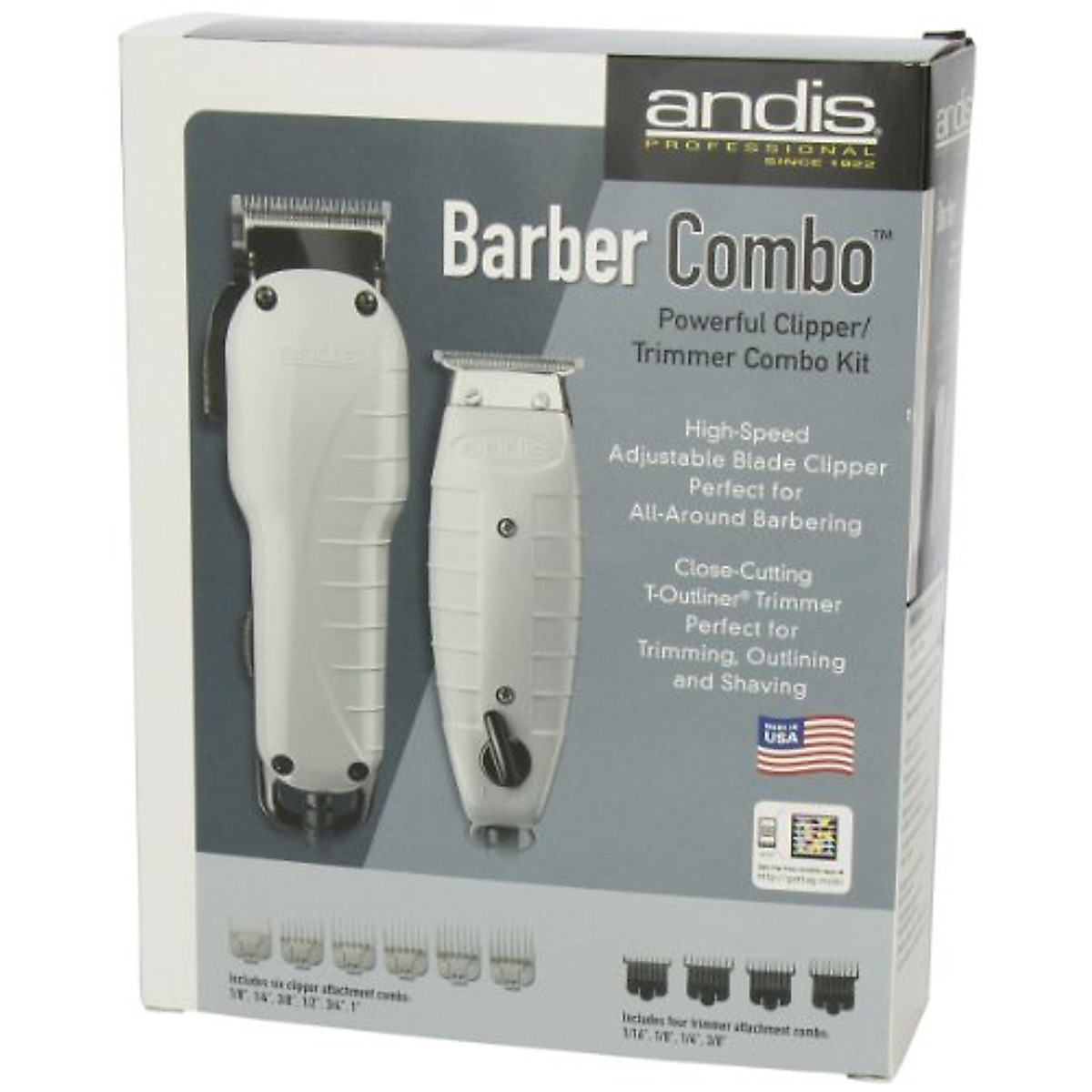 Andis 66325 Barber Combo-Powerful Clipper/Trimmer Comber Kit