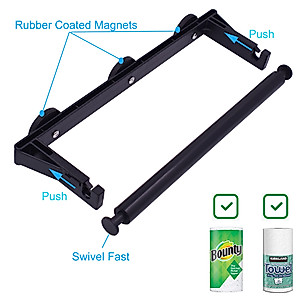 YYST Magnetic Paper Towel Holder Paper Roll Holder Rack Towel Bar Paper Dispenser for Kitchen Refrigerator, Dryer, Grill, Garage, Toolbox,Work Bench, Metal Cabinet，BBQ (Black, 1)