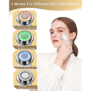 Face Massager Electric Face Lifting 4 in 1 Facial Massager Anti Aging Skin Tightening Firming Skin Care Tools (White)