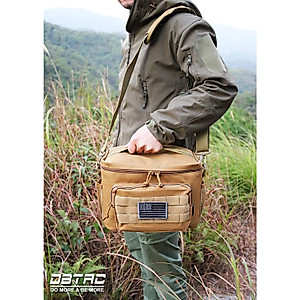 DBTAC Range Bag 2~4 Pistol Medium Size (Tan) + Tactical Lunch Bag (Tan), Durable Material with adjustable shoulder strap, Multi-functional Design