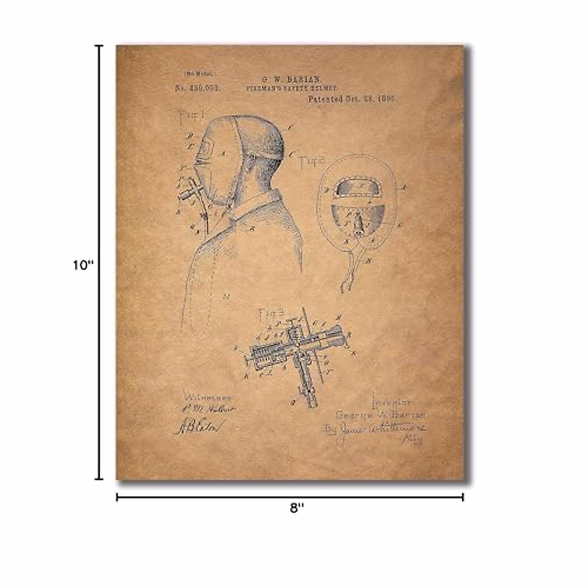 BigWig Photos Fireman Patent Wall Art Prints - Firemen Firefighter Gift Set of 6 (8 inches x 10 inches)