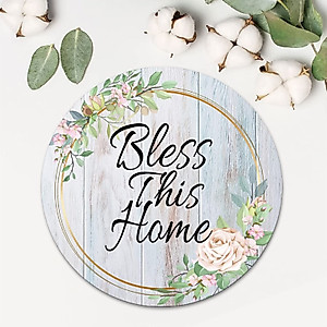 Floral Wreath Bless This Home Round Label Sticker 1.5 Inch Christmas Holiday Stickers for Family Classroom Home Window New Year Decor Envelope Stickers 100PCS Xmas Present
