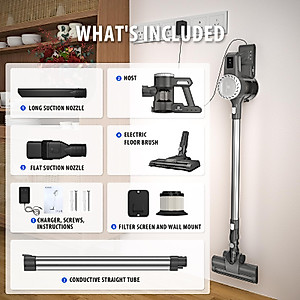 EFAN Cordless Vacuum Cleaner, 6 in 1 Stick Vacuum Cleaners for Home Carpet Hardwood Floor, Wireless Household Vaccum with HEPA Filtration, 16Kpa Powerful Suction, Up to 30mins Runtime, LED Headlight