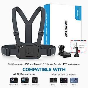 Sametop Chest Mount Harness Chesty Strap Compatible with GoPro Hero 12 11 10 9 8 7 6 5 Session AKASO DJI Osmo Action Cameras - Balance Stability and Comfort Performance
