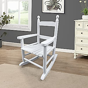 Kids Rocking Chair for Indoor Outdoor Childs Rocker Chair, Durable Wooden Rocking Lounge Chairs for Girl Boy, Features Classic Rocker Design & Hardwood Construction - White