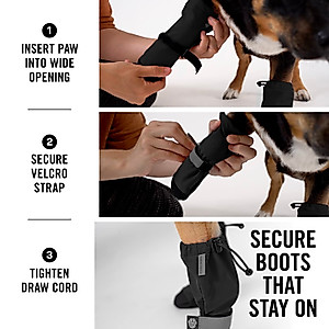 Canada Pooch Dog Winter Boots - Paw Protection, Anti-Slip Dog Shoes with Reflective Velcro Strap, Easy On for Small Medium Large Dog Booties - Black, Size 6