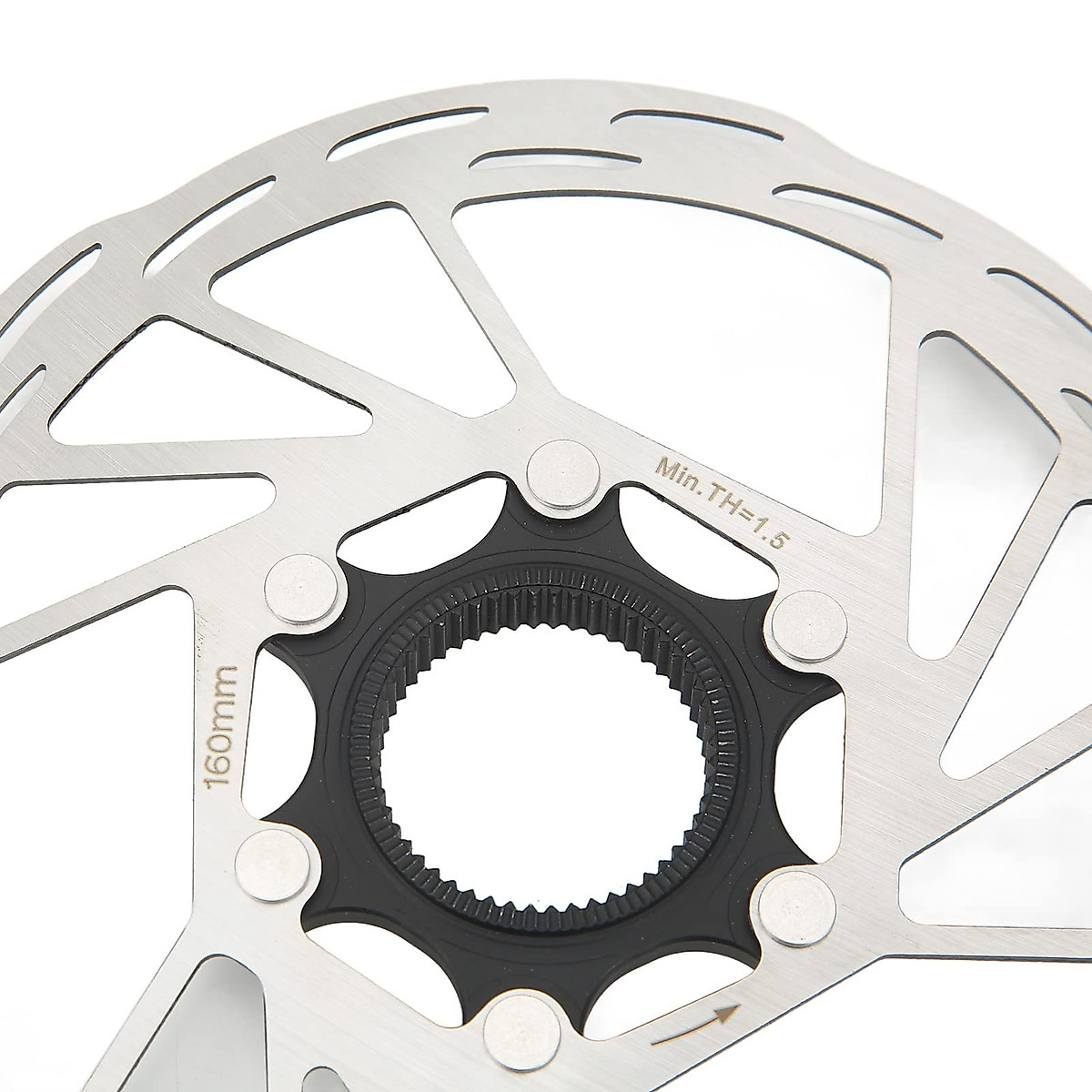 Disc Brake Rotor 160mm OD 44mm Hole Distance 6‑Bolt Central Lock Stainless Steel Bike Disc Brake Rotor, Mountain Bike Bicycle Rotors Modification Accessories