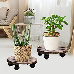 Flower Pot Large Planter with Stand,Base Display Elegant Flower Pot Holder Garden with Wheels Home Decor Planter Bonsai Holder