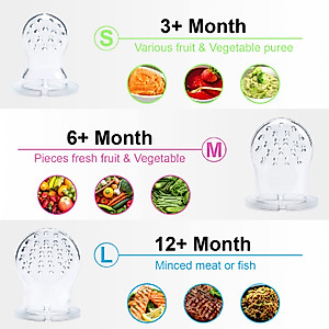 Baby Fruit Feeder Pacifier - 3 Pack | 2 Frozen Fruit Teething Pacifier & 1 Baby Food Spoon Feeder | Baby Silicone Feeder Pacifier | Teething Feeder, Baby Food Feeder Fruit Pacifier (Colorful)