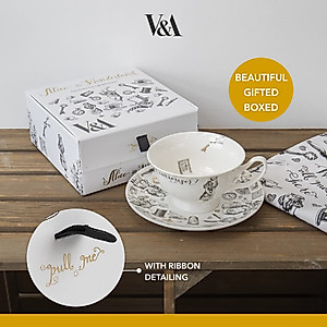 Victoria & Albert Alice in Wonderland Espresso Cup and Saucer, 1 Count (Pack of 1), White
