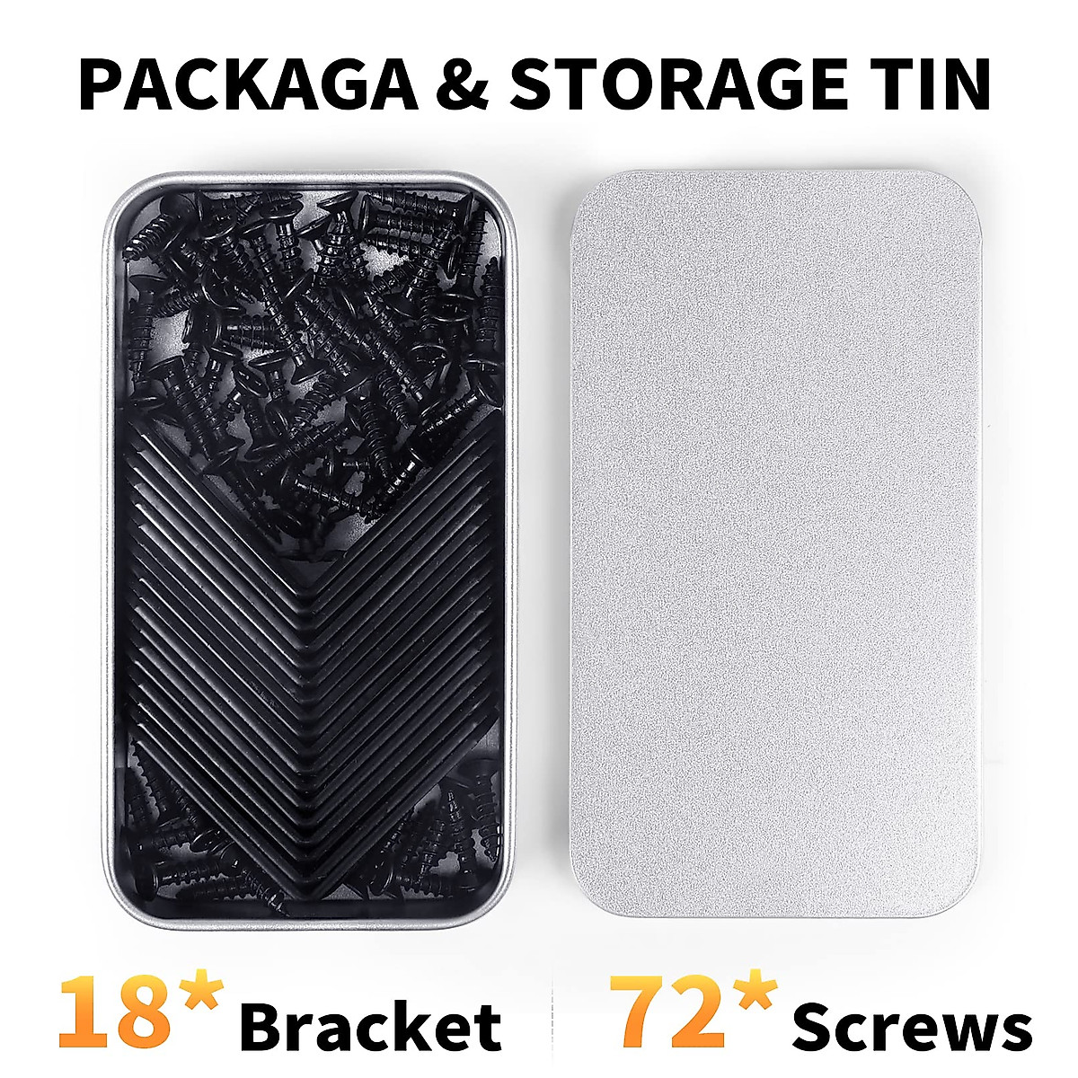 18PCS L Bracket Corner Bracket, FATLODA Stainless Steel L Brackets for Shelves, Black Small Right Angle Bracket, Metal Corner Brace for Wood Furniture Cabinet Chair with 72PCS Screws (1.57x1.57 in)