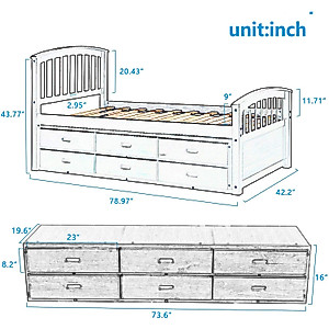 Harper & Bright Designs Twin Bed Frame with Storage Drawers, Solid Wood Captains Bed Frame,No Box Spring Needed (Espresso Twin Bed with Drawers)