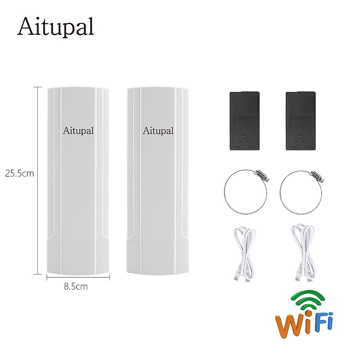 Aitupal 5.8G Gigabit 1Gbps High Speed Wireless Bridge, Point to Point WiFi Outdoor CPE with 14dBi High-Gain Antenna, 5KM Long Range Working Distance Support starlink Router，48V PoE