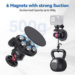 ULANZI Magnetic Camera Mount for GoPro, Strong Magnetic Mount with 360° Rotation Ball Head and Built-in 6 Magnets, Compatible with GoPro Hero 11/10/9/8/7/6, DJI OSMO Action, Insta360