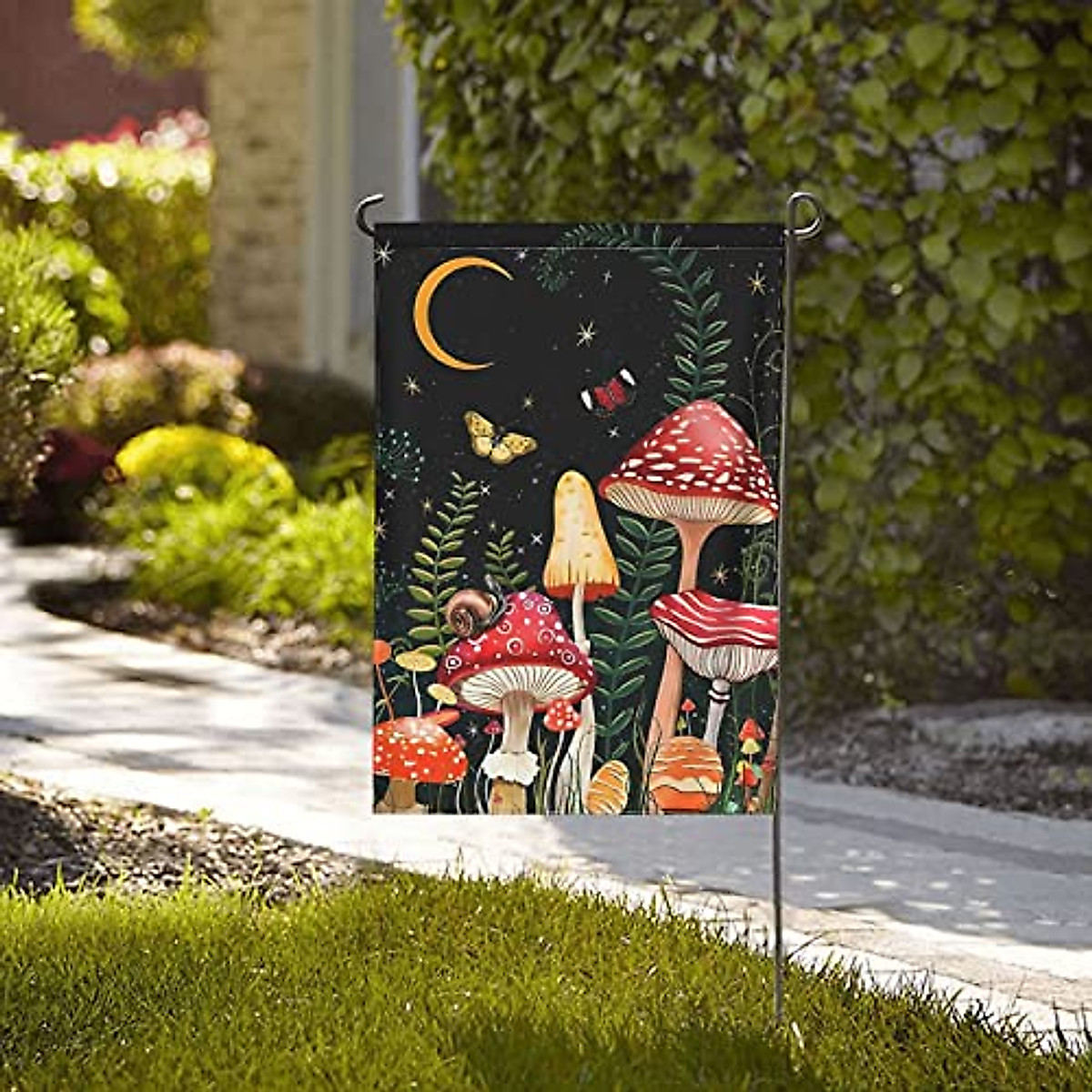 Mushroom Garden Flag 12x18 inch Double Sided Mushroom Decor Yard Flag for Outside Farmhouse Porch Decorations