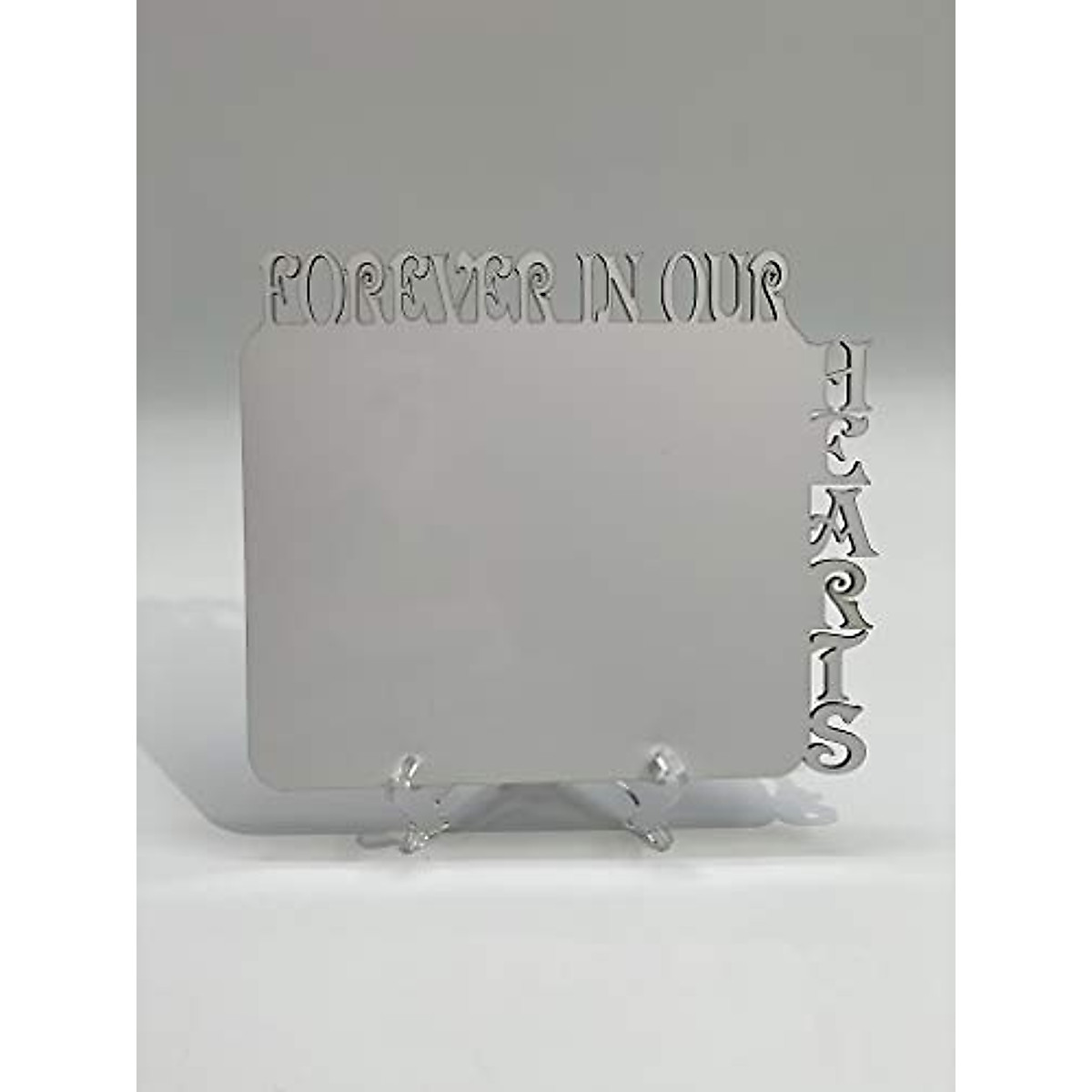 6 Pcs FOREVER IN OUR HEARTS Bearevement Gift Death DiY 3 Unisub Hardboard Sublimation Blanks Photo Frame W/ 3 Acrylic Photo Frame STANDS INCLUDED Hardboard