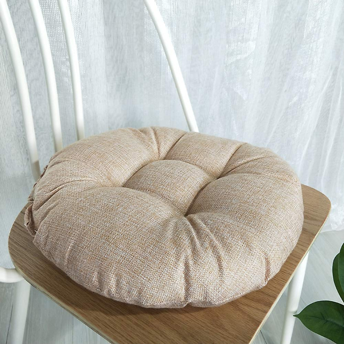 vctops 18" Round Bar Stool Cushion, Linen Fabric and Thick Padding, Comfortable Sitting for Round Wooden/Metal Stools Yama