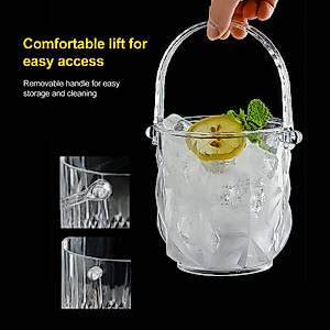 Algado Acrylic Champagne Bucket,4.9 Inch Clear Ice Buckets for Parties,Purple Ice Buckets with silver Handle for Wine, Drink, Whisky, Champagne or Beer Bottles